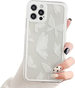 Amazon.com: NITITOP Compatible for iPhone 14 Pro Max Case Clear Cute White Butterfly Pattern ...