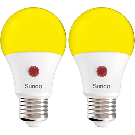 2-Pack BlueX A19 Amber Yellow LED Bug Light Bulb No Blue Light Outdoor ...