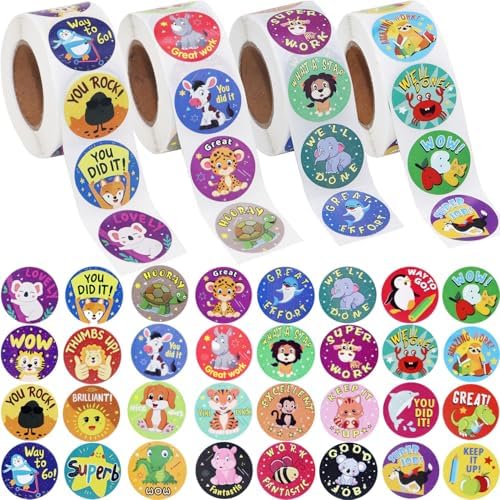 Amazon.com: 1000 pcs Animal Stickers for Kids,Cute Motivational ...