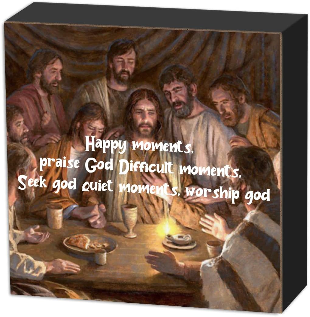 Amazon.com: Box Sign Christian Inspirational Wall Wooden Sign - Happy ...