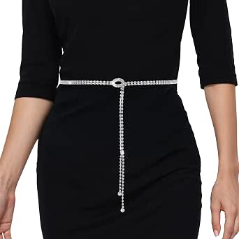 Heclia Rhinestone Chain Belt for Women, Shiny Crystal Chain Belt with ...