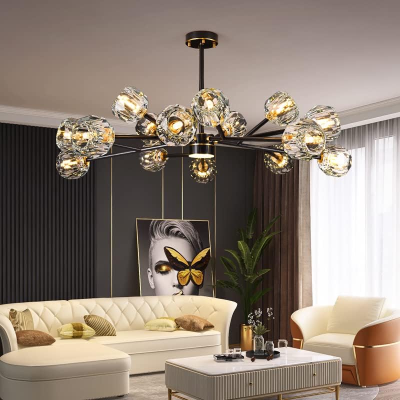 Buy CITRA 15 Light Electroplated Black Metal Modern Chandelier Ceiling ...