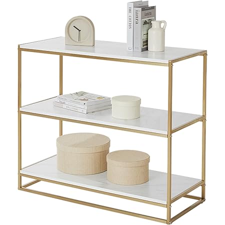Amazon｜LOWYA ロウヤ オープンラック ラック シェルフ ディスプレイ 収納棚 おしゃれ 大理石柄 3段 ゴールド マーブル 幅90cm｜オープンシェルフ・ラック オンライン通販