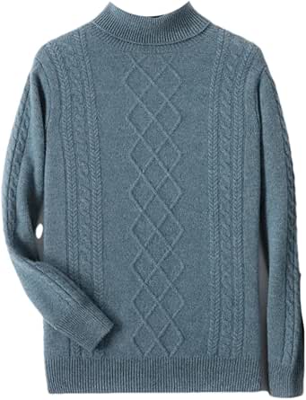 Men Merino Wool Sweater Turtleneck Twisted Thick Sweater Loose Casual ...