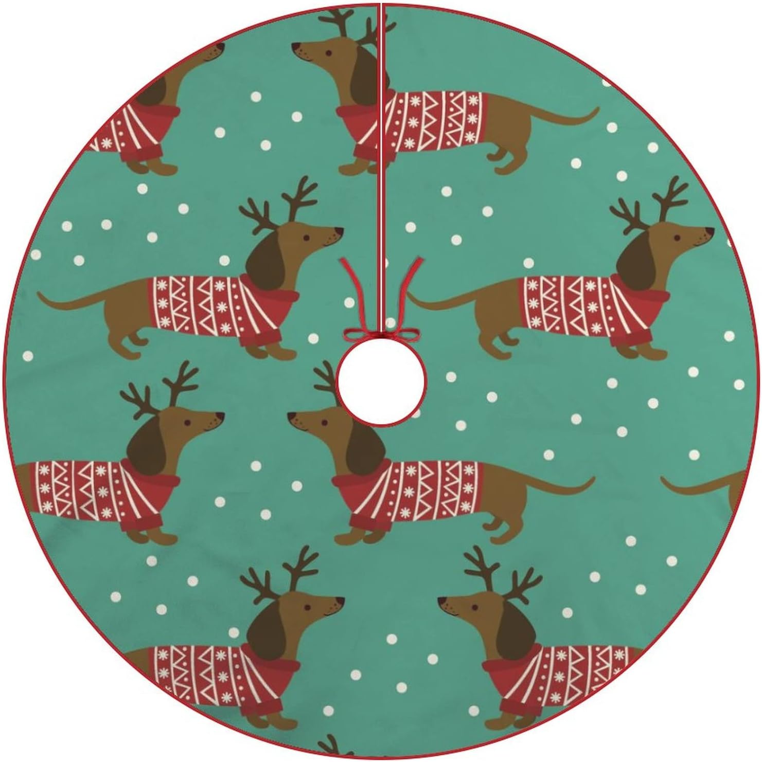 Amazon.com: HoaMoya Christmas Dachshund Dog Christmas Tree Skirt Round ...