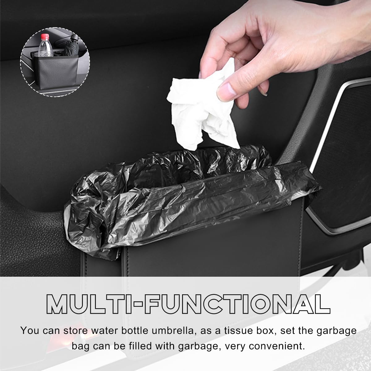 Snapklik.com : Yourkar Car Trash Can, Foldable Waterproof Leather Car ...