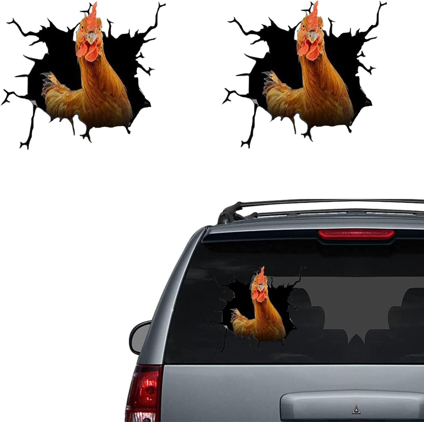 Amazon.com - Chicken Car Stickers Crack Decals Funny Animal Window ...