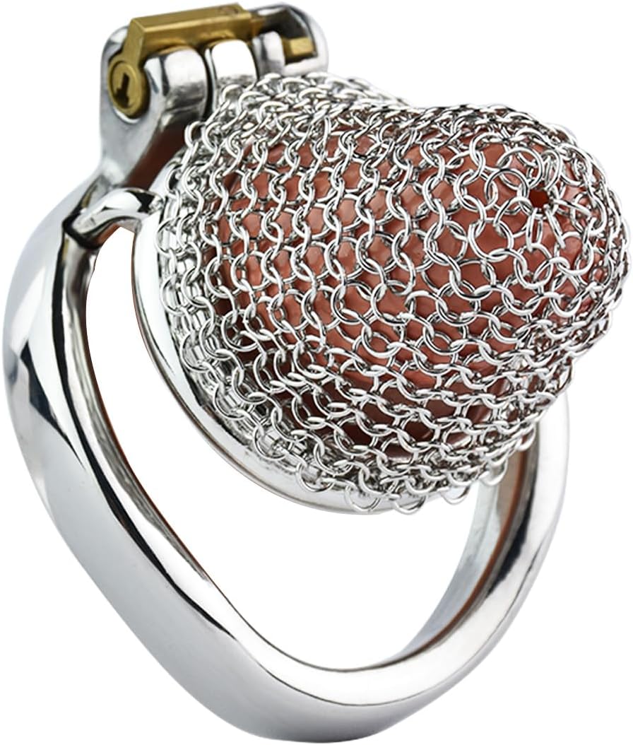 Amazon.com: igugutoy Flexible Metal Mesh Chain Ventilated Male Chastity Device 1.77in Cock Ring ...