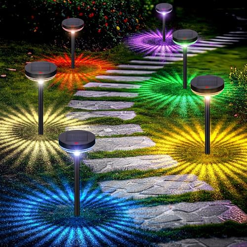 Nupostai Bright Solar Pathway Lights 8 Pack,Color Changing+Warm White ...