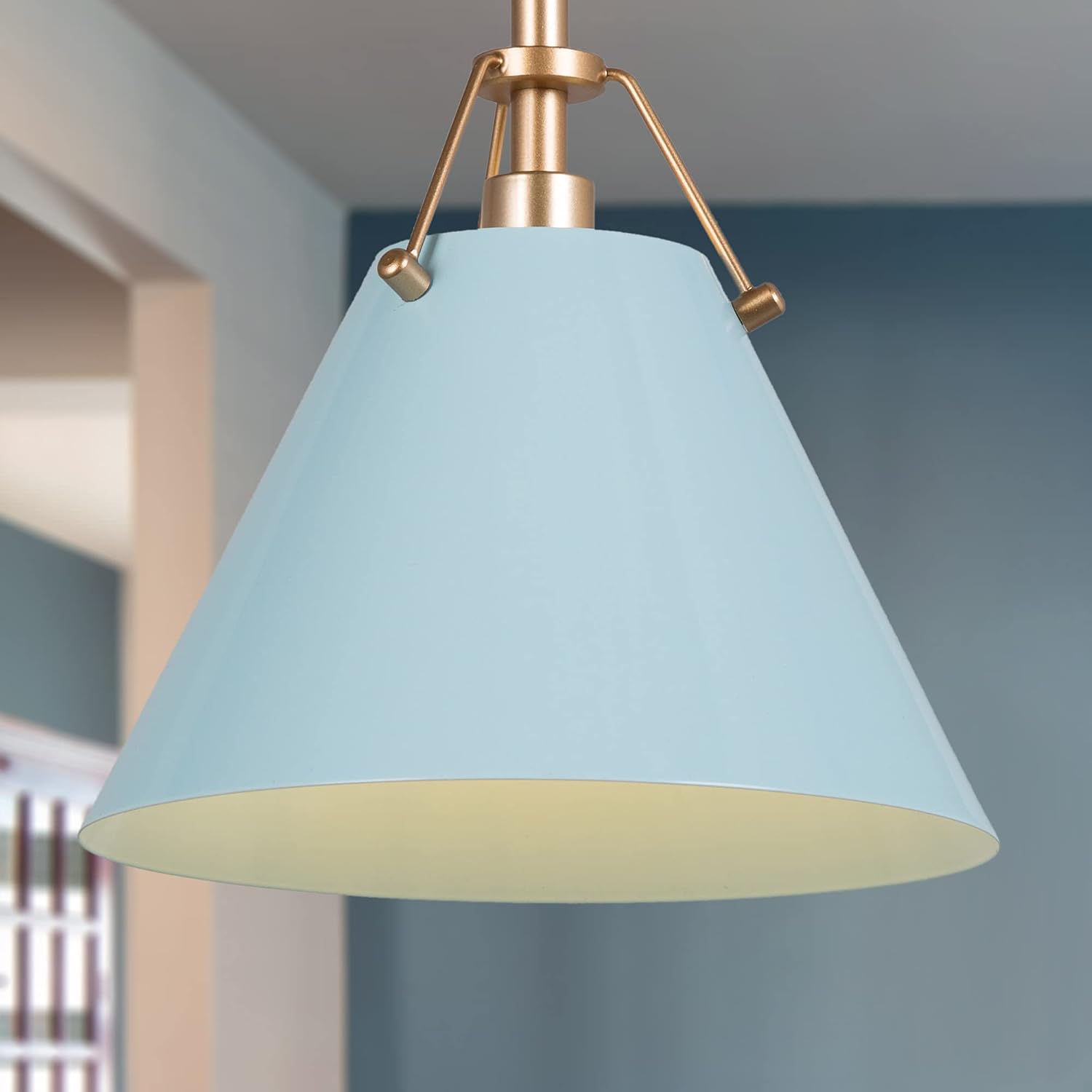 Optimant Lighting Modern Pendant Lighting, Dusty Blue Hanging Light ...