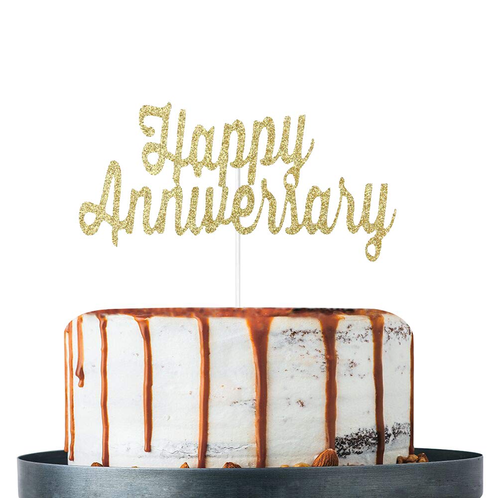 Gold Glitter Happy Anniversary Cake Topper Wedding Anniversary Party gold-glitter-happy-anniversary-cake-topper-wedding-anniversary-party