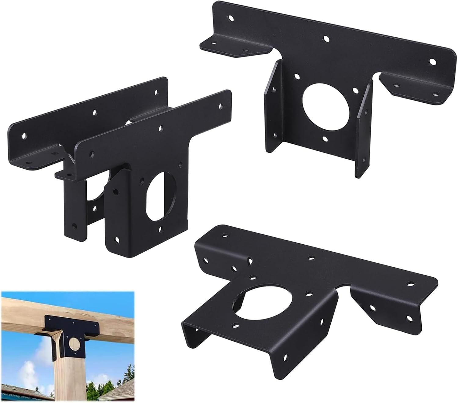 Wpbhk 4Pcs Heavy Duty Pergola Corner Brackets Extension 3-Way T ...
