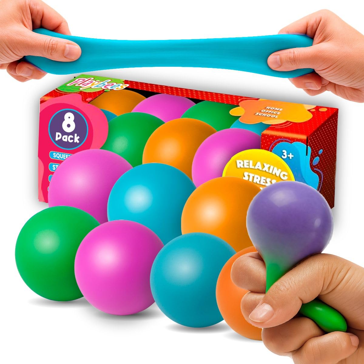 Snapklik.com : Pull, Stretch & Squeeze Stress Balls 8 Balls Elastic ...