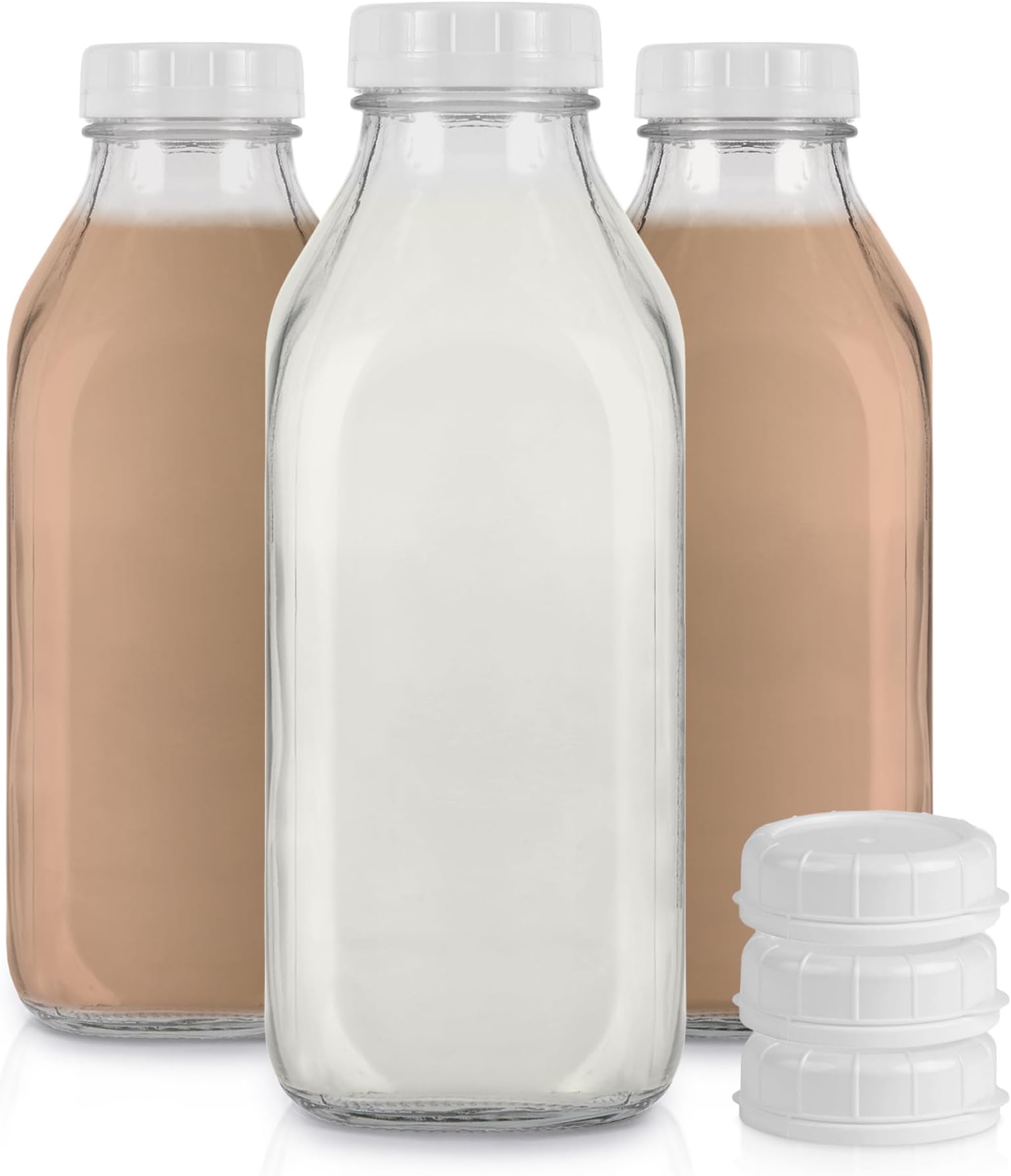 Amazon.com: Stock Your Home Liter Glass Milk Bottle with Lid (4 Pack ...