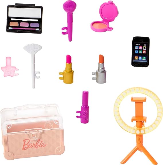 Amazon.com: Barbie Makeup Tutorial Accessories Set with 12 Storytelling ...