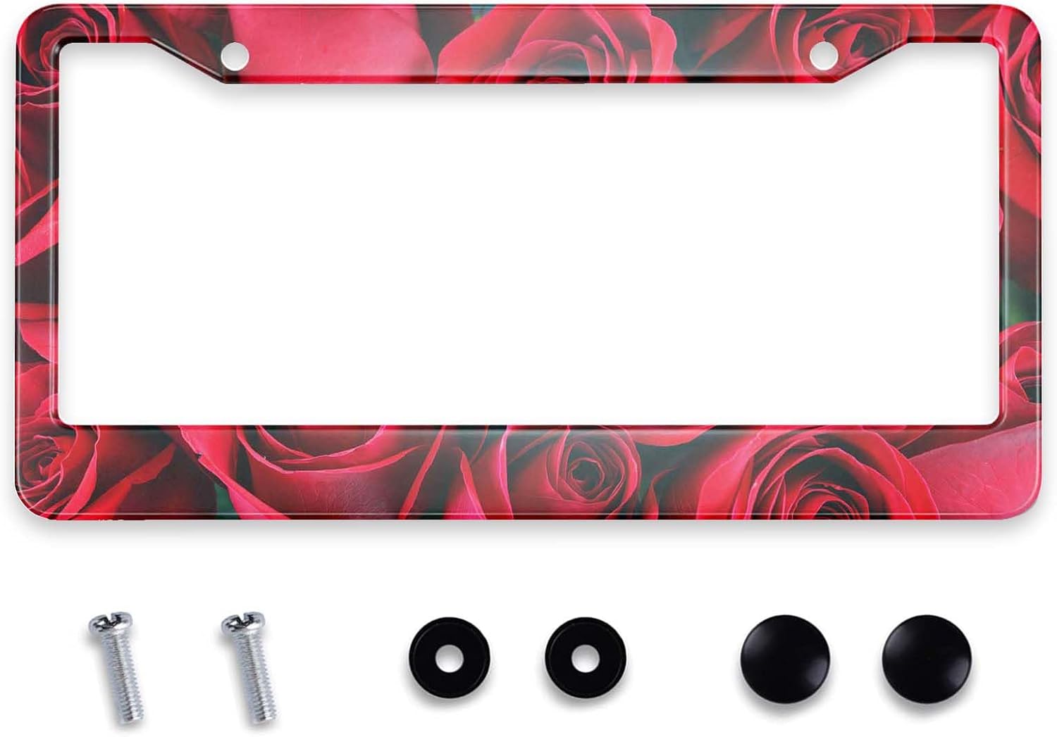 Amazon.com: Smooffly Large Red Roses Love License Plate Frame Metal ...