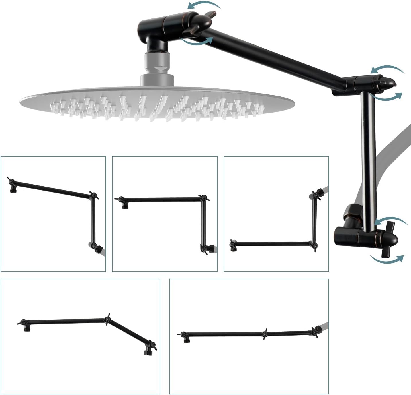 iFealClear Adjustable Shower Head Extension Arm, 16" Flexible Shower ...