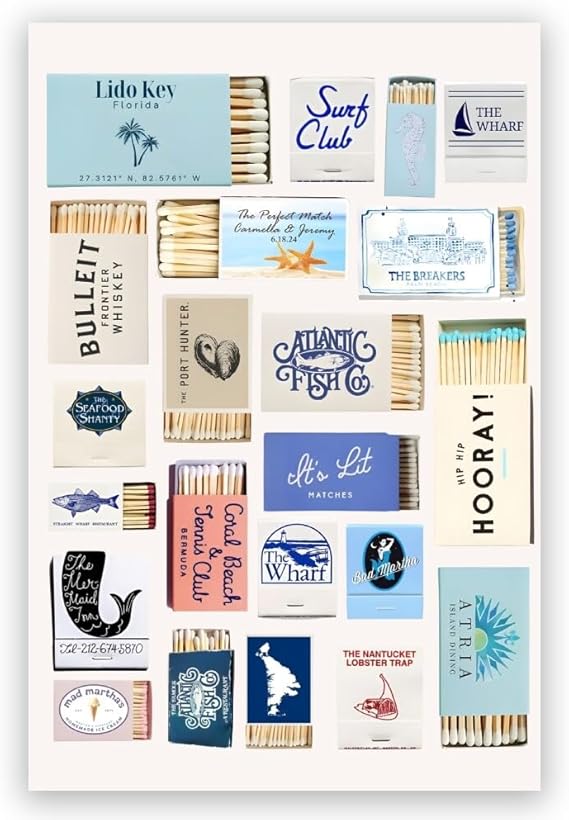Amazon.com: Trendy blue Sea Wall Art matchbox Aesthetic dorm posters ...