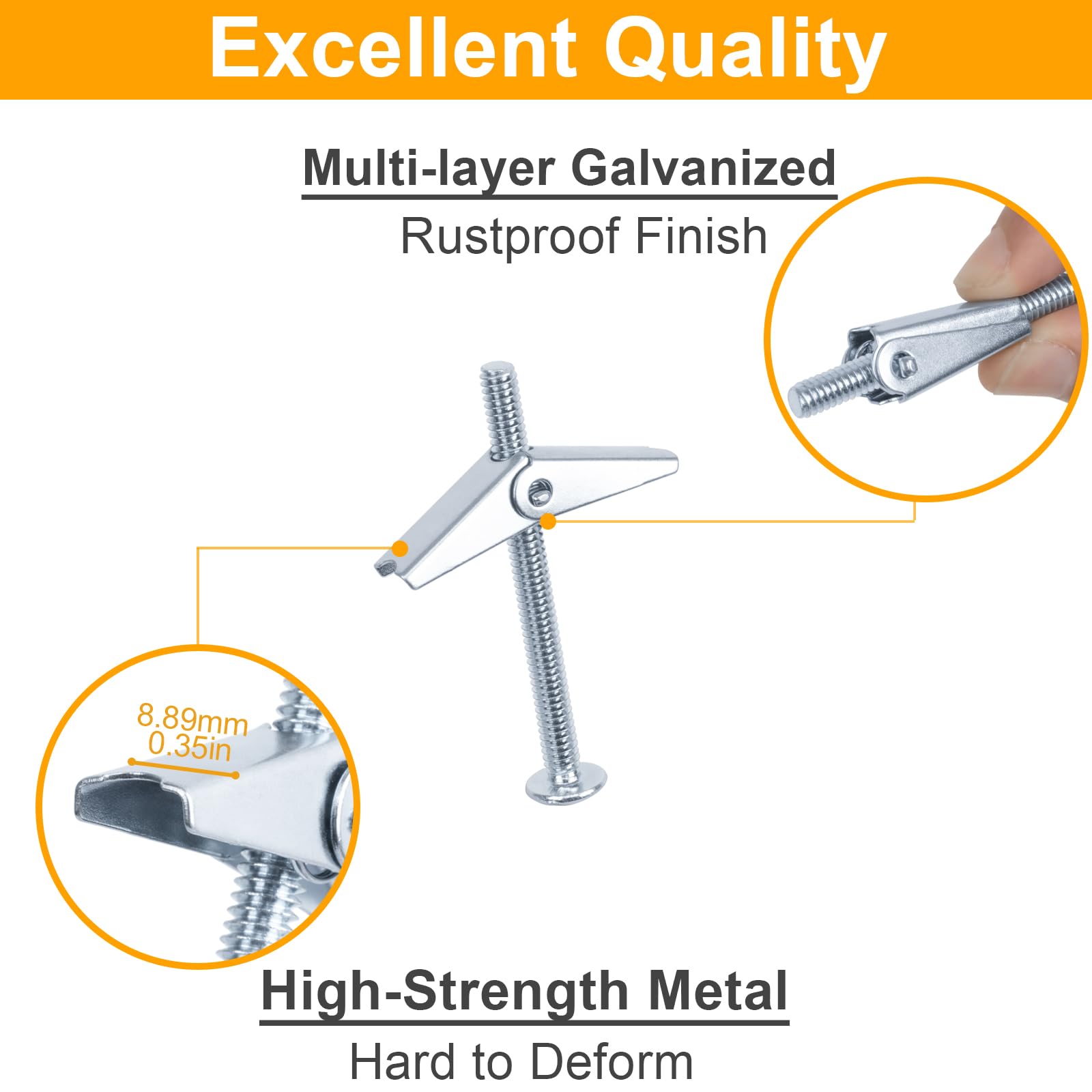 Snapklik.com : 1/8 Toggle Bolts For Drywall, 48 Pcs Heavy Duty Metal ...