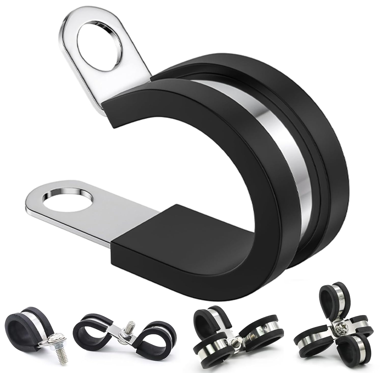 Qovydx 12 Pack 1-1/2 inch Cable Clamps Rubber Cushioned Insulated Clamp ...