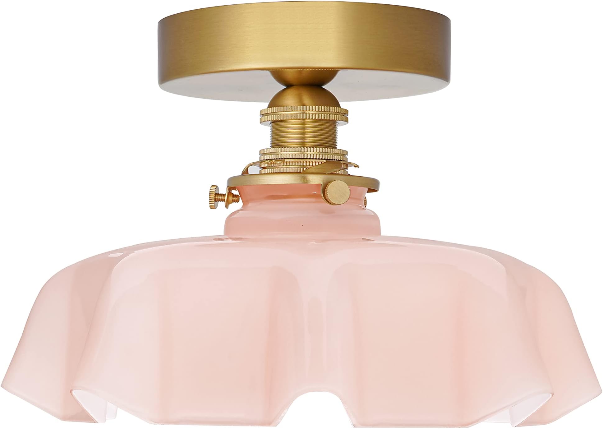 DSMJFU Vintage Pink Ceiling Light, Brass Pink Flush Mount Ceiling Light ...