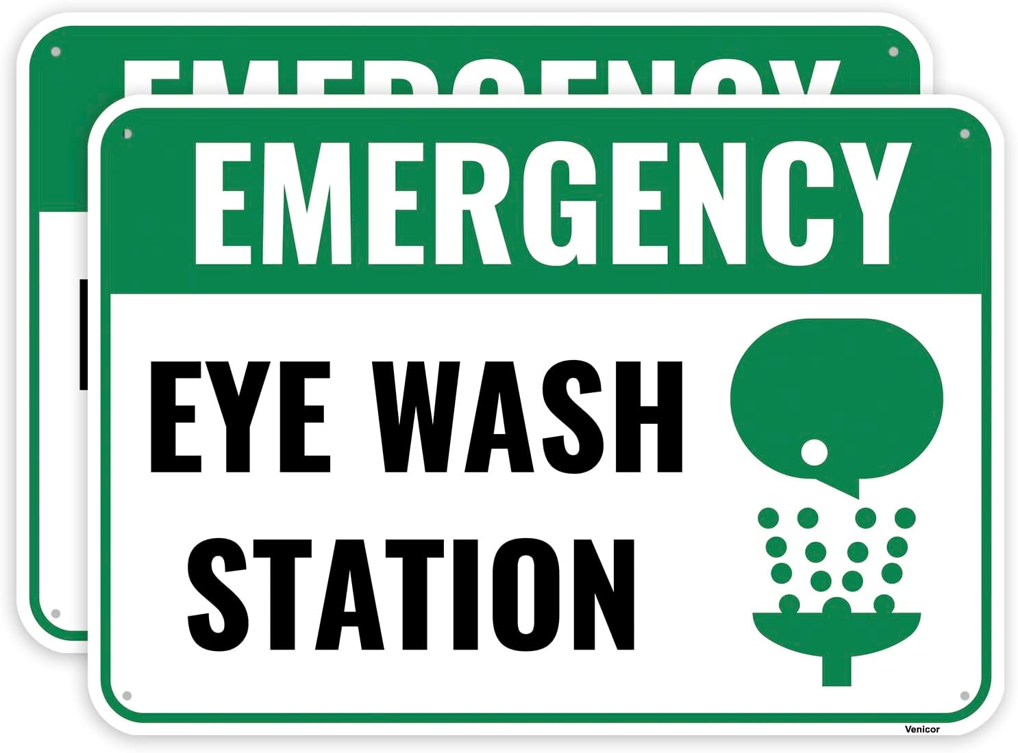 2PC Emergency Eye Wash Station Sign, 10 x 7 Inches - Aluminum: Amazon ...