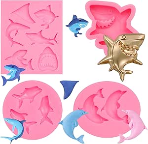 Amazon.com: Dolphin Chocolate Candy Silicone Mold 4 Pcs, Ocean Shark ...
