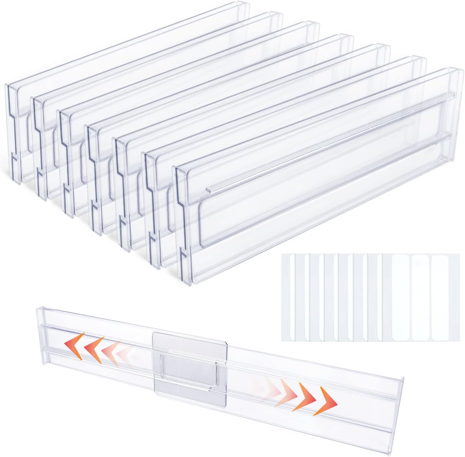 Amazon.com: SENENQU 8Pack Clear Drawer Dividers for Clothes Kitchen ...