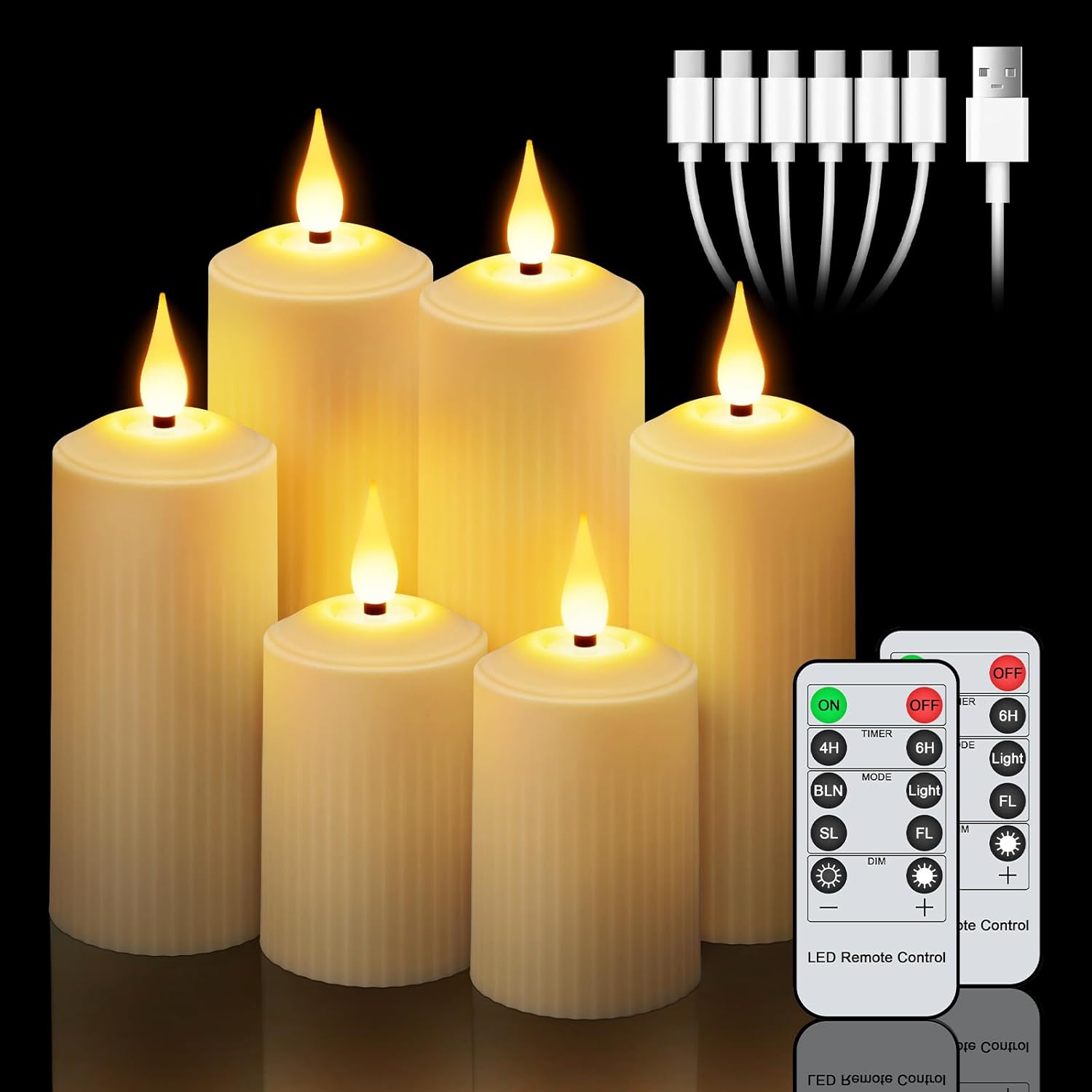 Amazon.com: crowm Rechargeable Candles Flickering with Remote, Battery ...