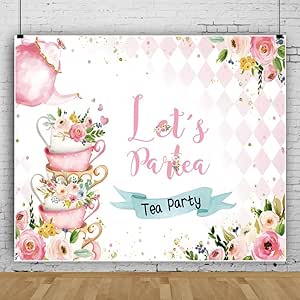 Amazon.com : Tea Party Backdrop Let's Partea Pink Photography ...