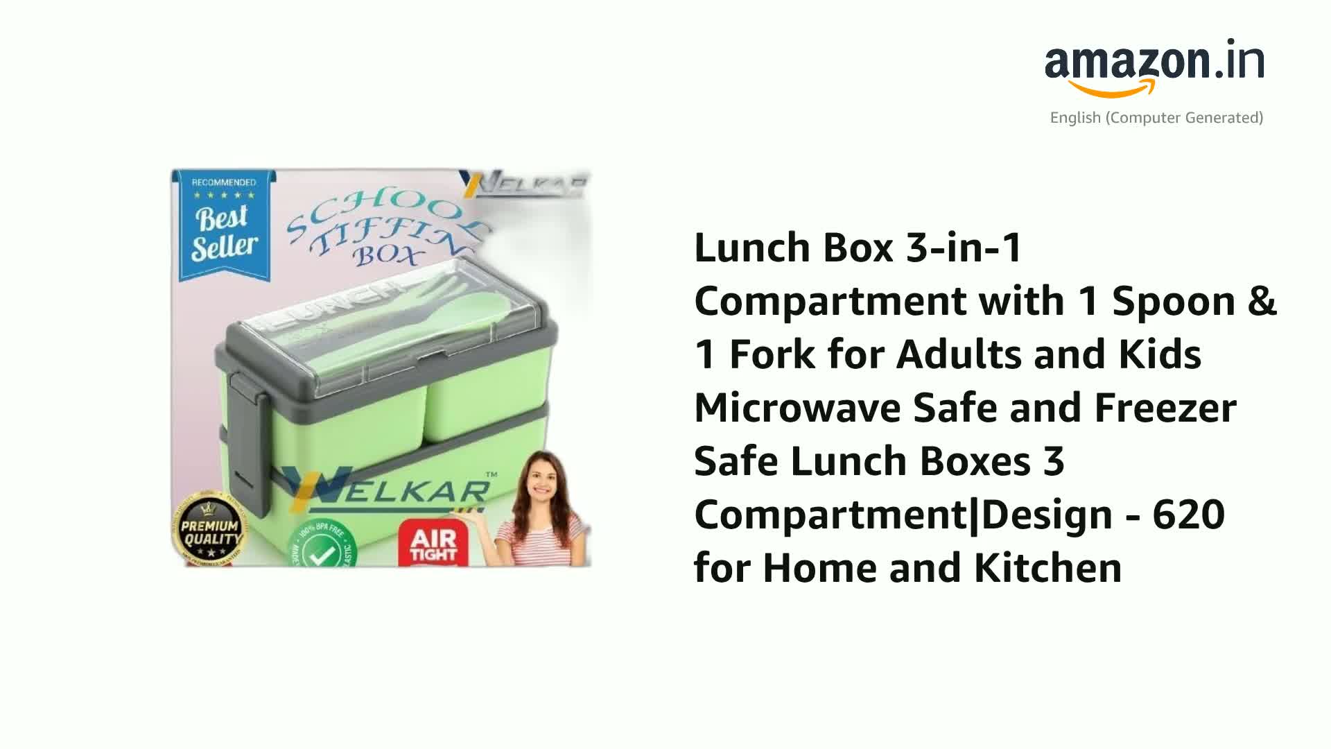Watch Lunch Box 3-in-1 Compartment with 1 Spoon & 1 Fork for Adults and ...