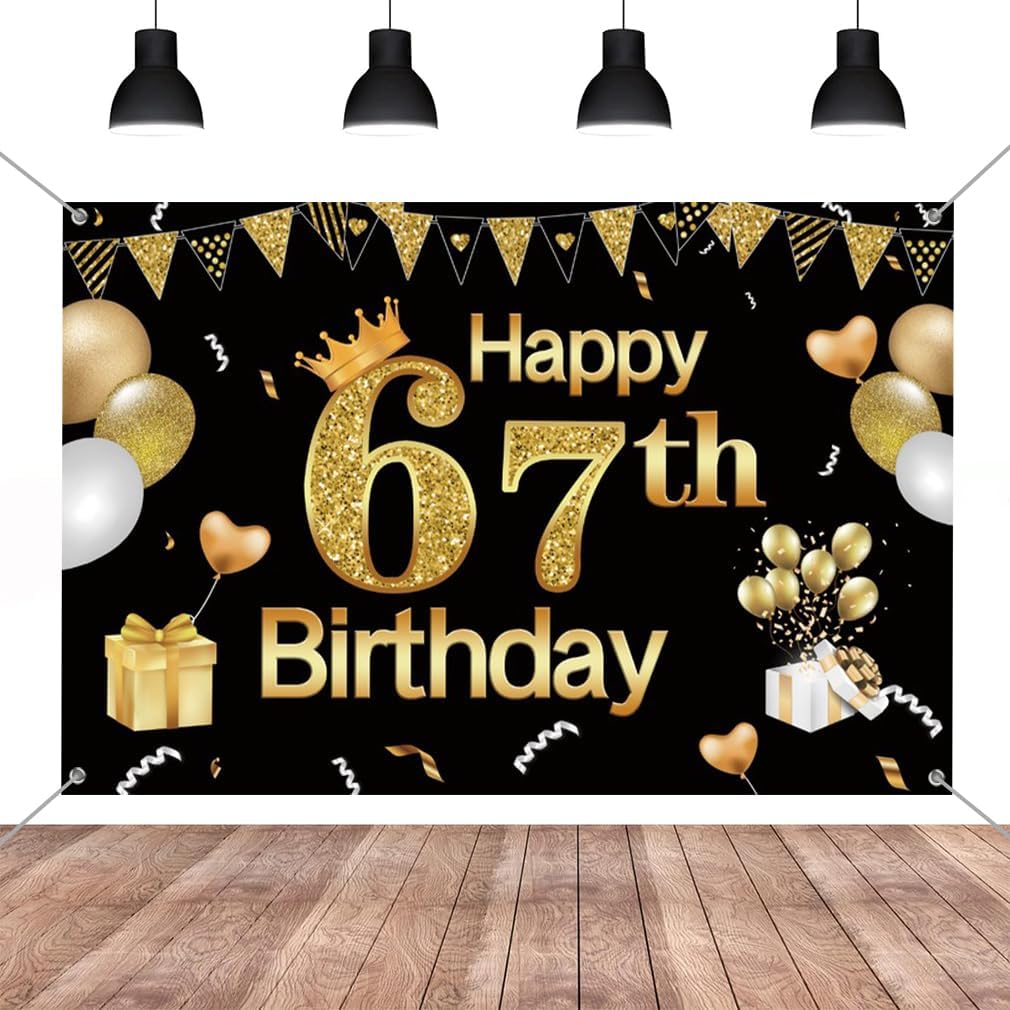 67th Birthday Decorations Happy 67th Birthday Backdrop for Men and ...