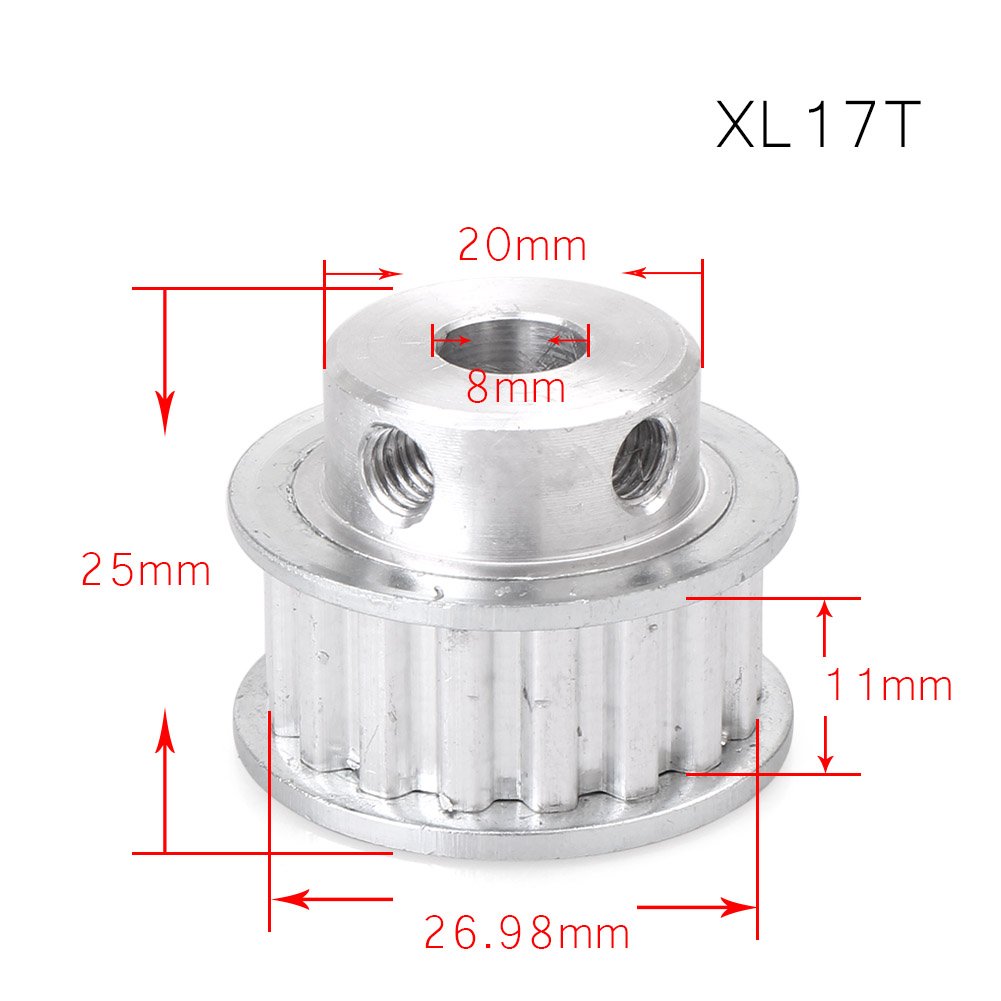 Buy Luckmart Timing Pulley, XL17 Teeth 8mm Bore Aluminum Synchronous ...