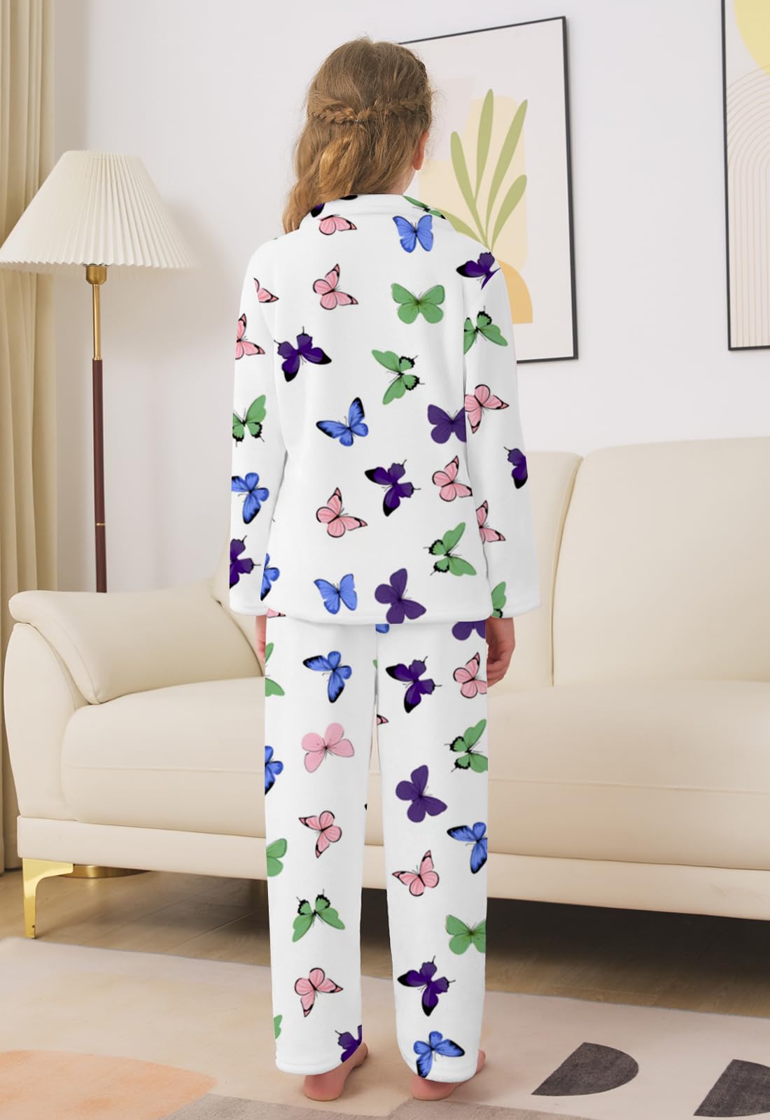 Snapklik.com : Girls Fleece Pajamas, 2-Piece Button Down Warm Fit Soft ...