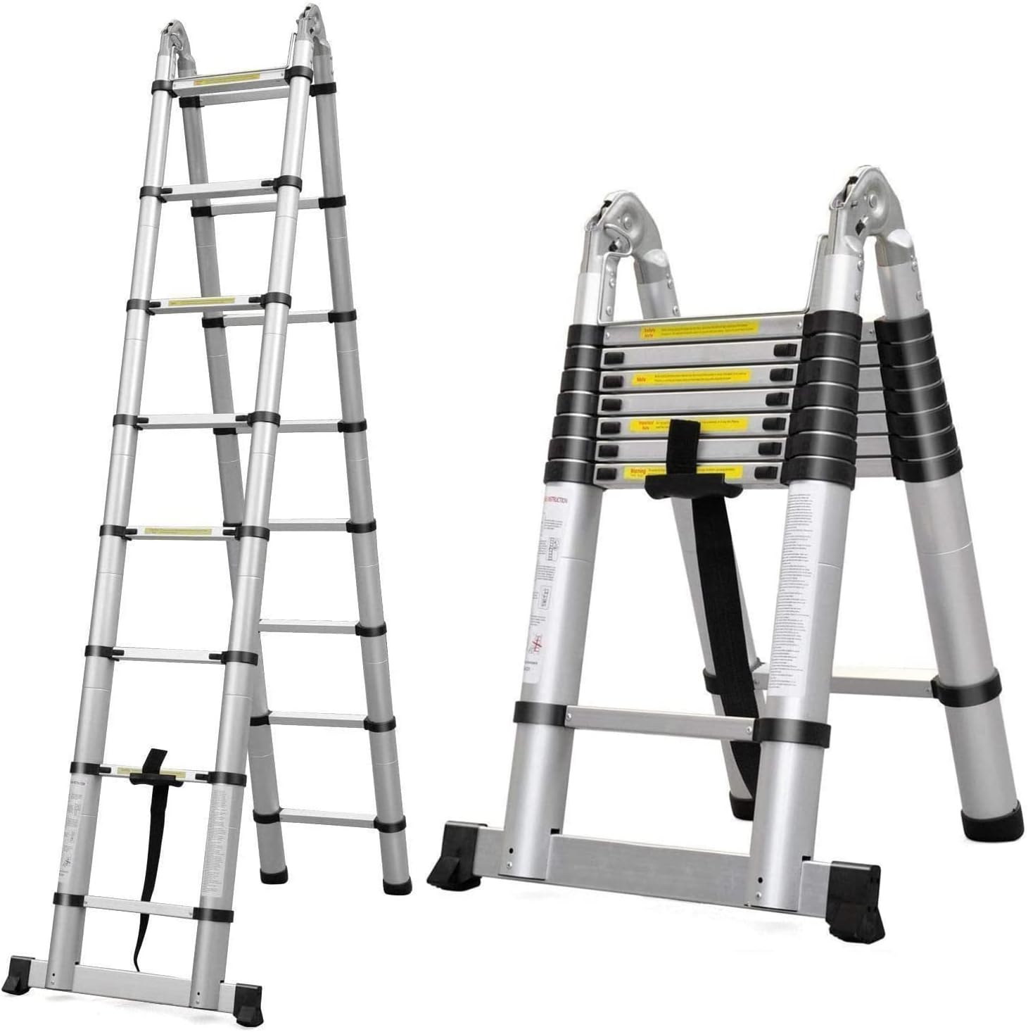 16.5 FT Aluminium Telescoping Ladder Type-A Collapsible Extension ...