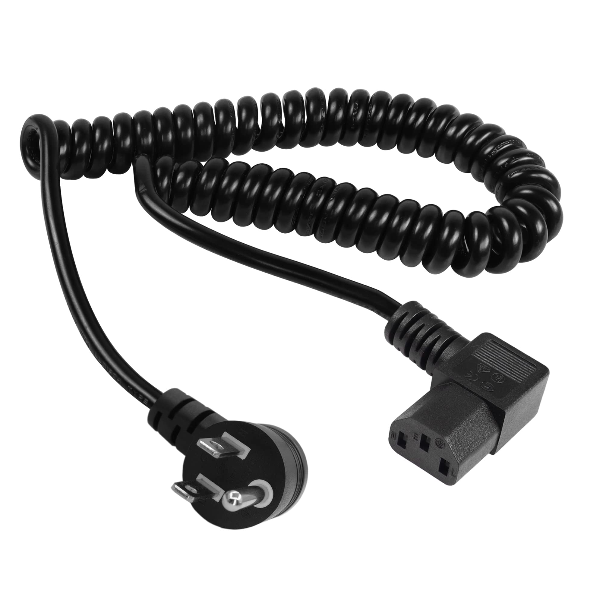 RIIEYOCA 90 Degree Right Angle Computer Power Coiled Cord,Up Angle ...