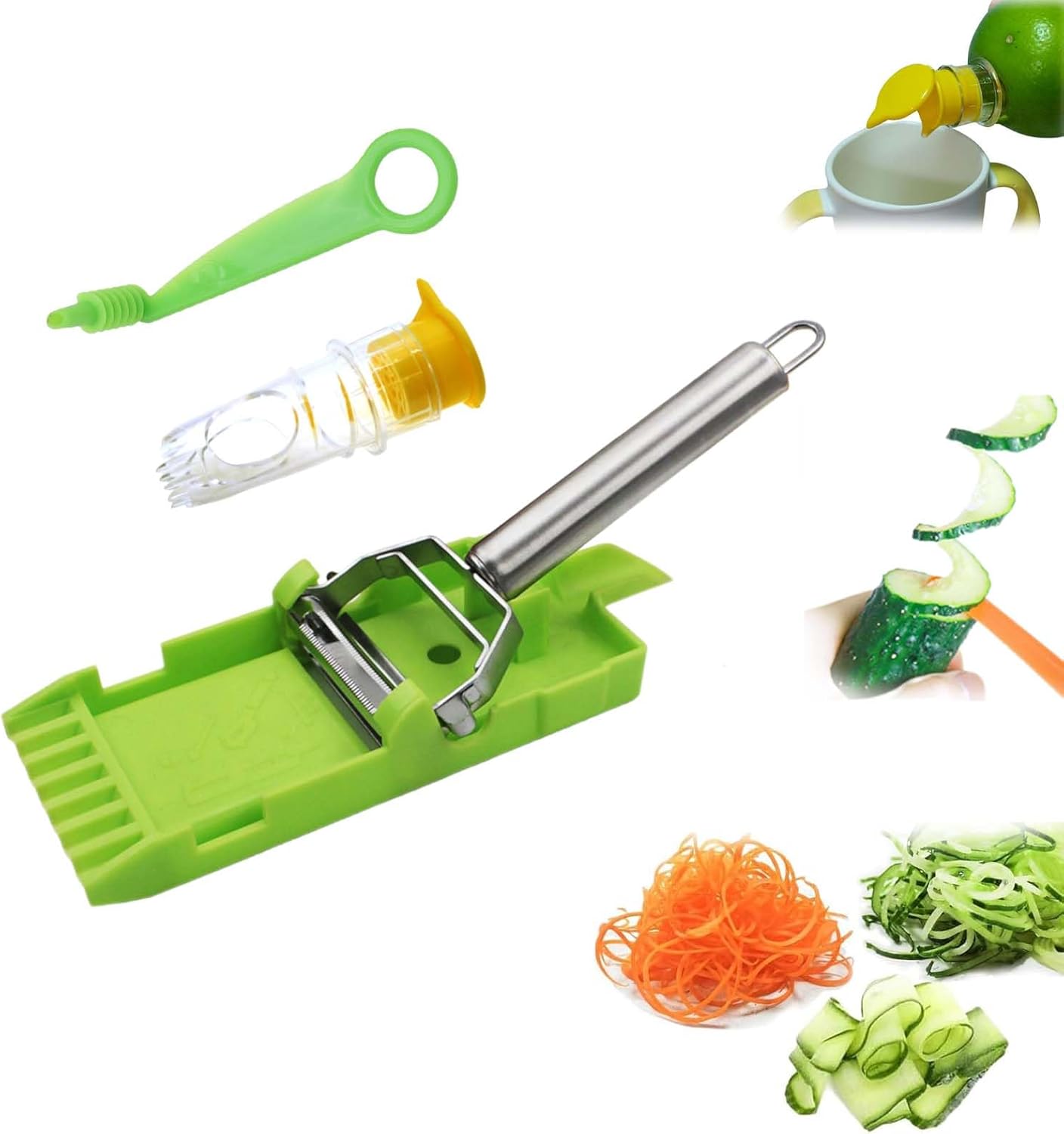 Amazon.com: Nvmti Zestio Peeler, Multifunctional Single Blade Peeler + Lemon Squeezer + Spiral ...