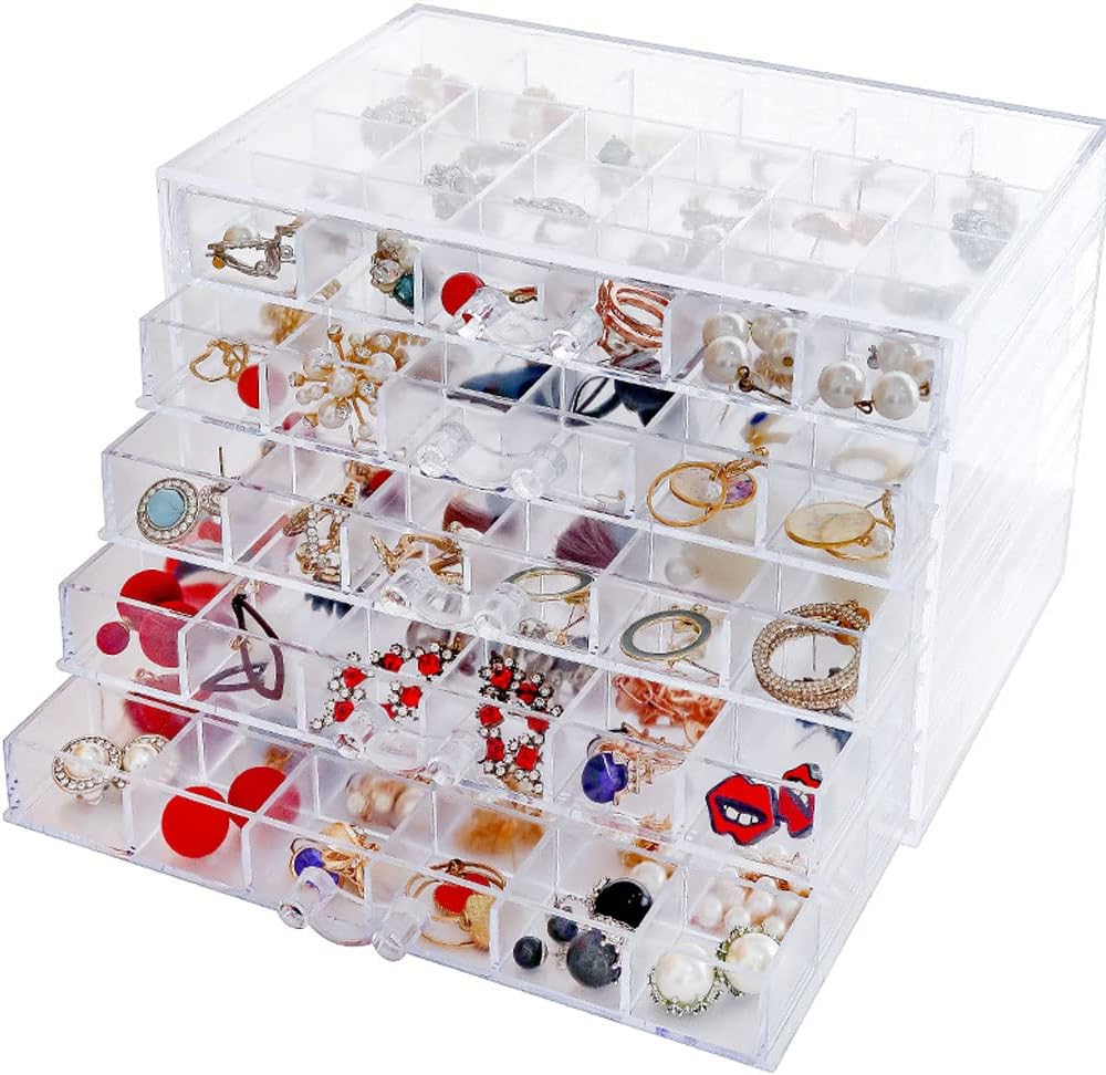 Earring Organizer Box Clear Storage Acrylic for Earrings Necklace ...