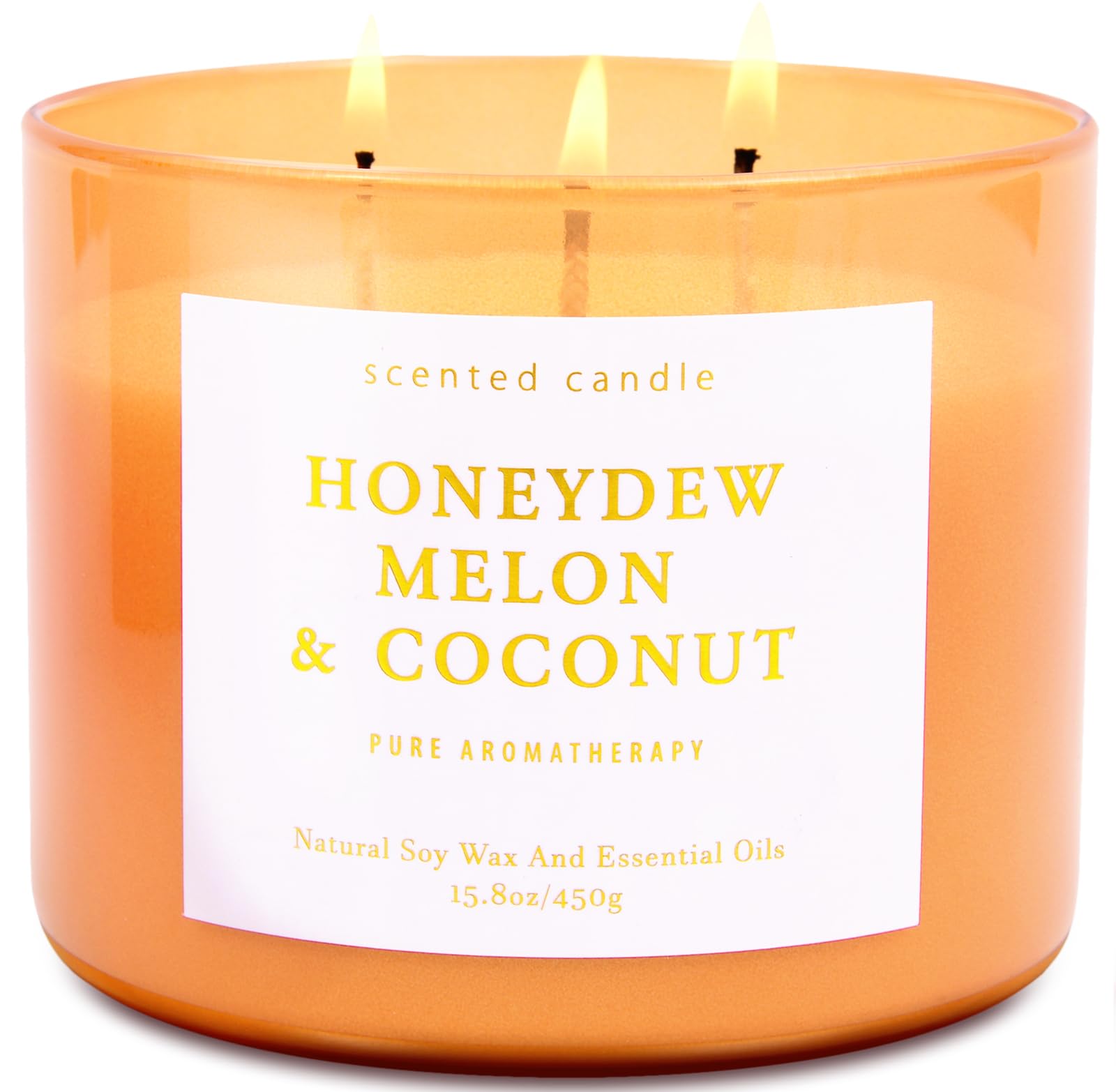Amazon.com: Honeydew Melon & Coconut Candle - Large 3 Wick Scented Soy Candle for Home - Fresh ...