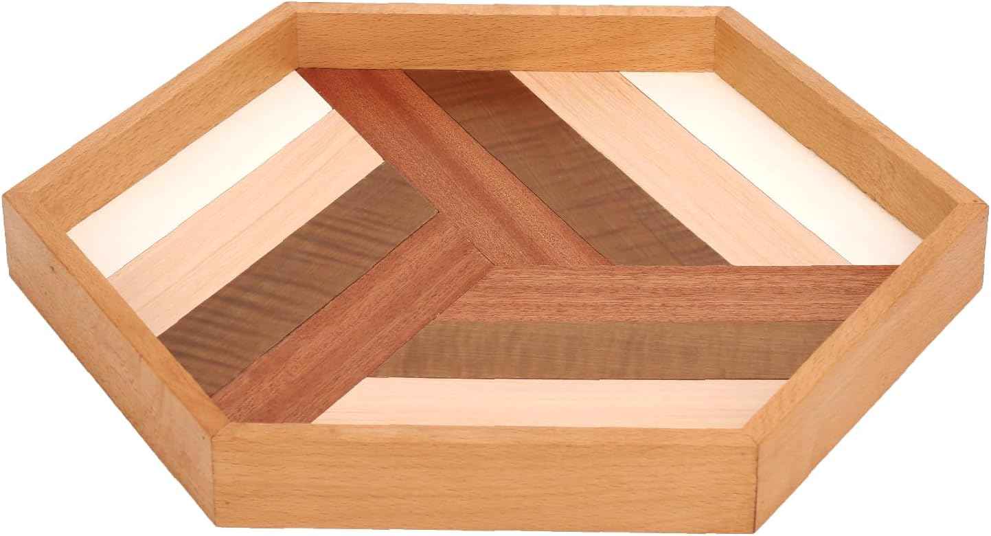 Amazon.com: Prometis Hexagon Serving Decorative Tray Sturdy Wooden ...