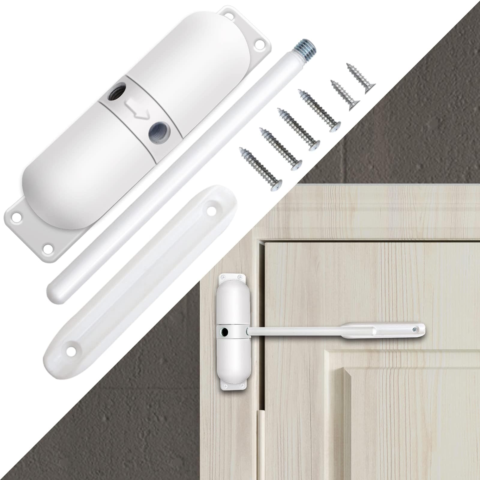 VANROG Safety Spring Door Closer, Adjustable Closing Door Hinge ...
