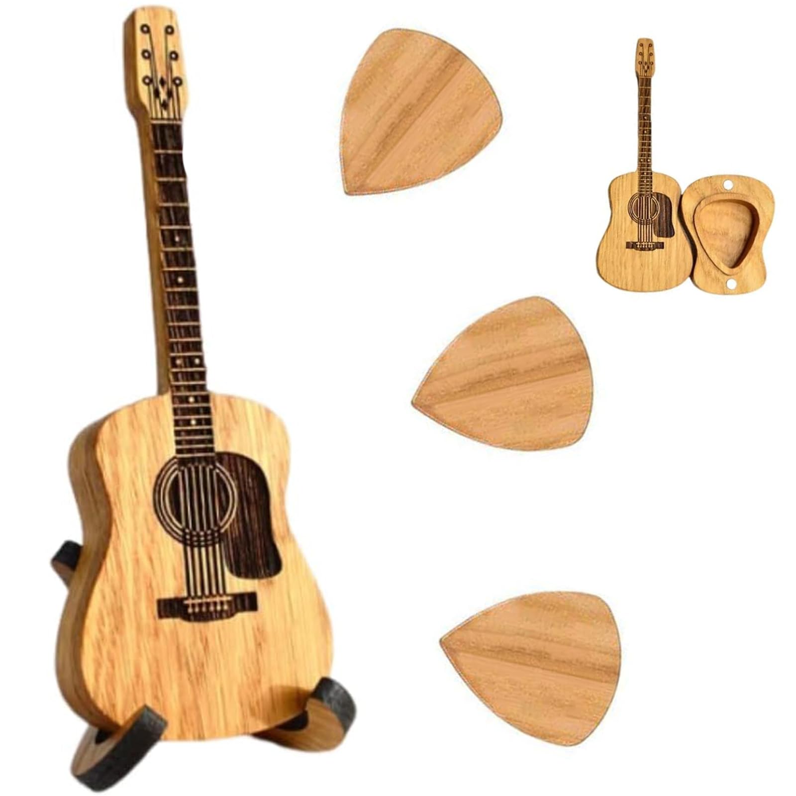 Guitar Pick Case, Wooden Acoustic Guitar Pick Box, Guitar Pick Holder ...