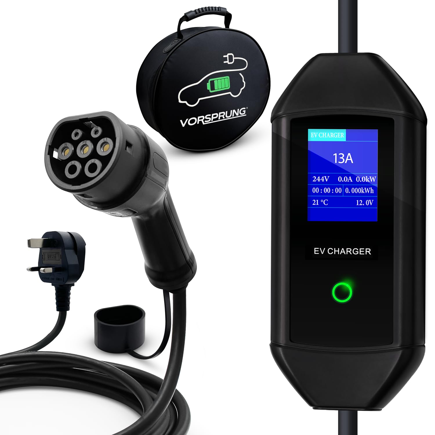 VORSPRUNG® Portable Type 2 EV Charger - 10 Metre with Controllable ...