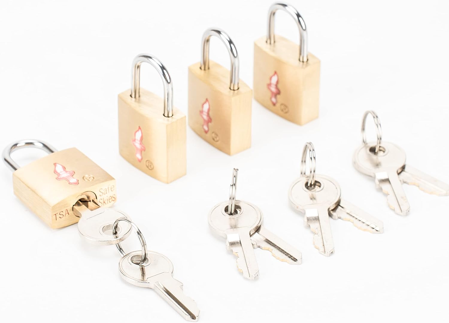 4 Pack Solid Brass TSA Lock+Key Padlock, TSA Approved +TSA Accepted ...