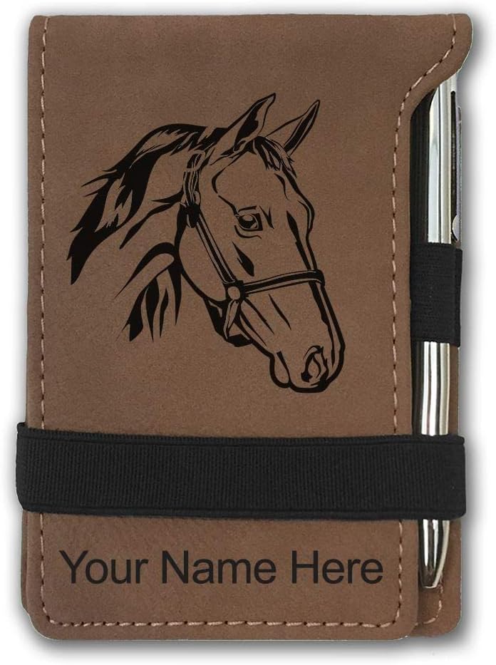 Amazon.com : LaserGram Mini Padfolio with Notepad and Pen, Horse Head 2 ...