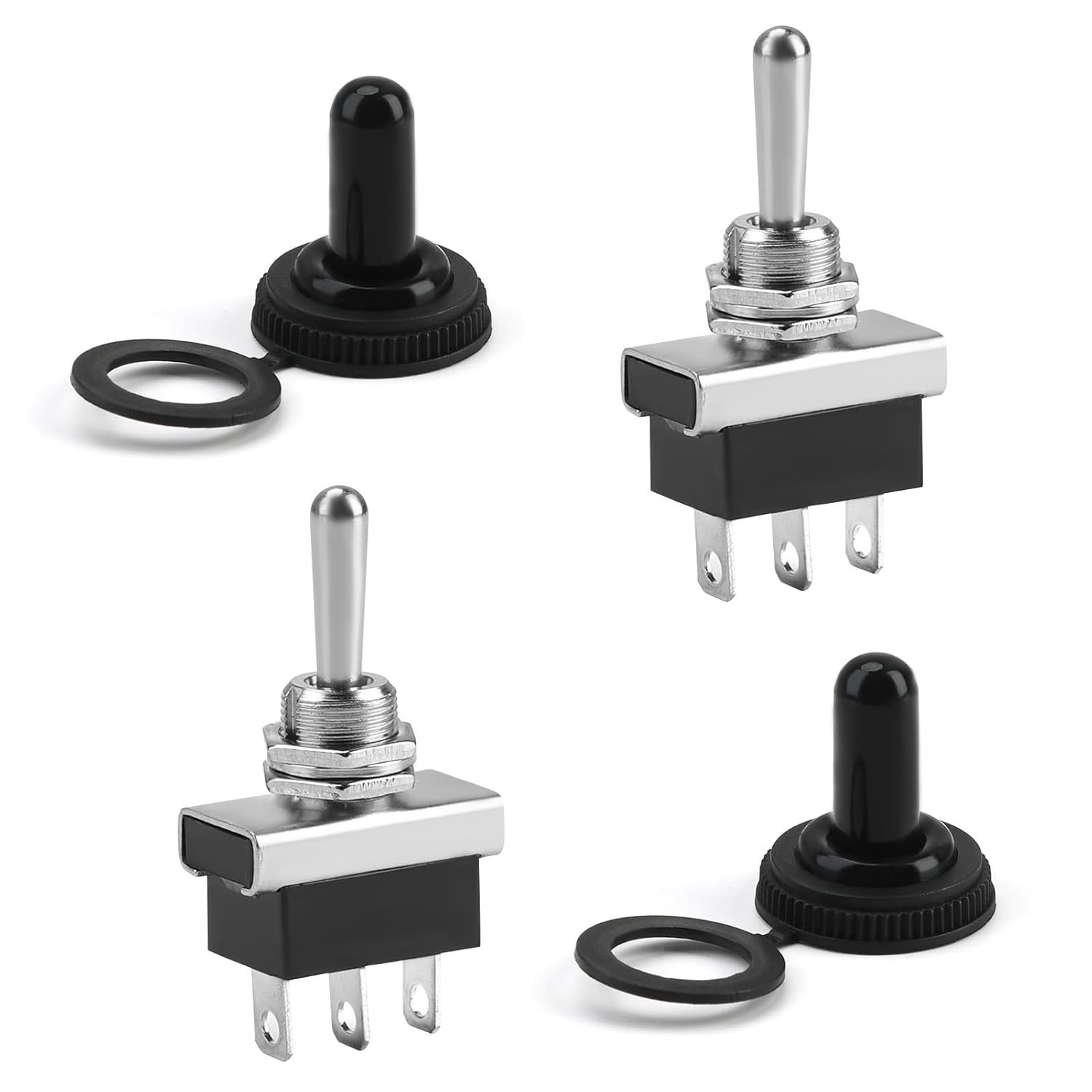 2pcs Metal Toggle Switch 12V 25A On Off Switch with Waterproof Rubber ...