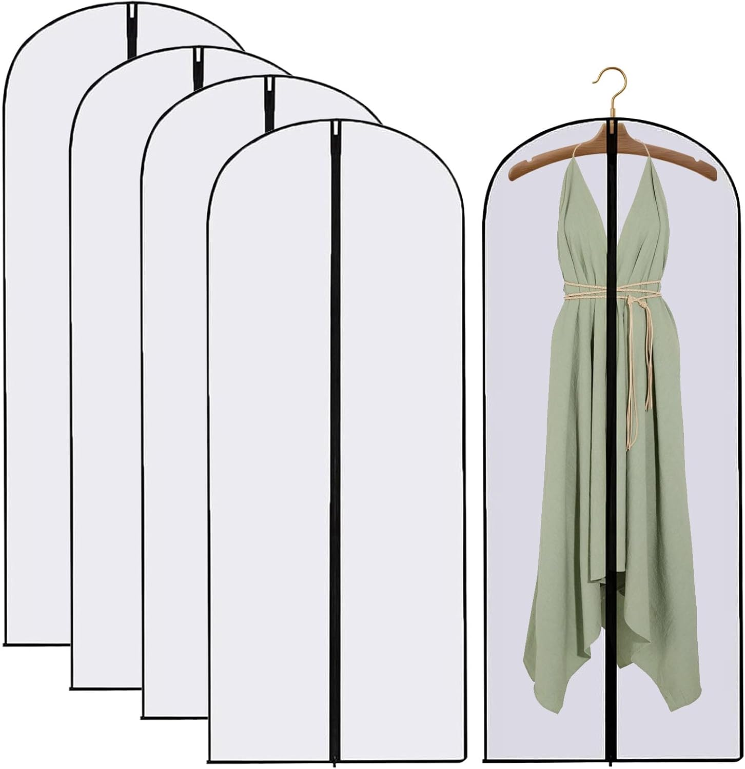 Dress Bags Covers Long, 5PCS Dress Bags, Waterproof Moth Proof Coat Bag ...