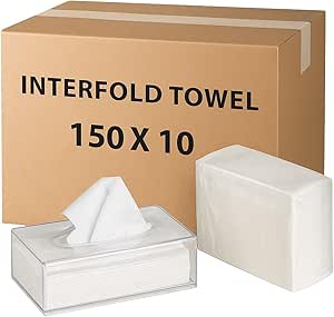 Alsaqer Premium Interfold Tissue Paper [150 Sheets x 10 ] Packs with Acrylic Transparent Tissue ...