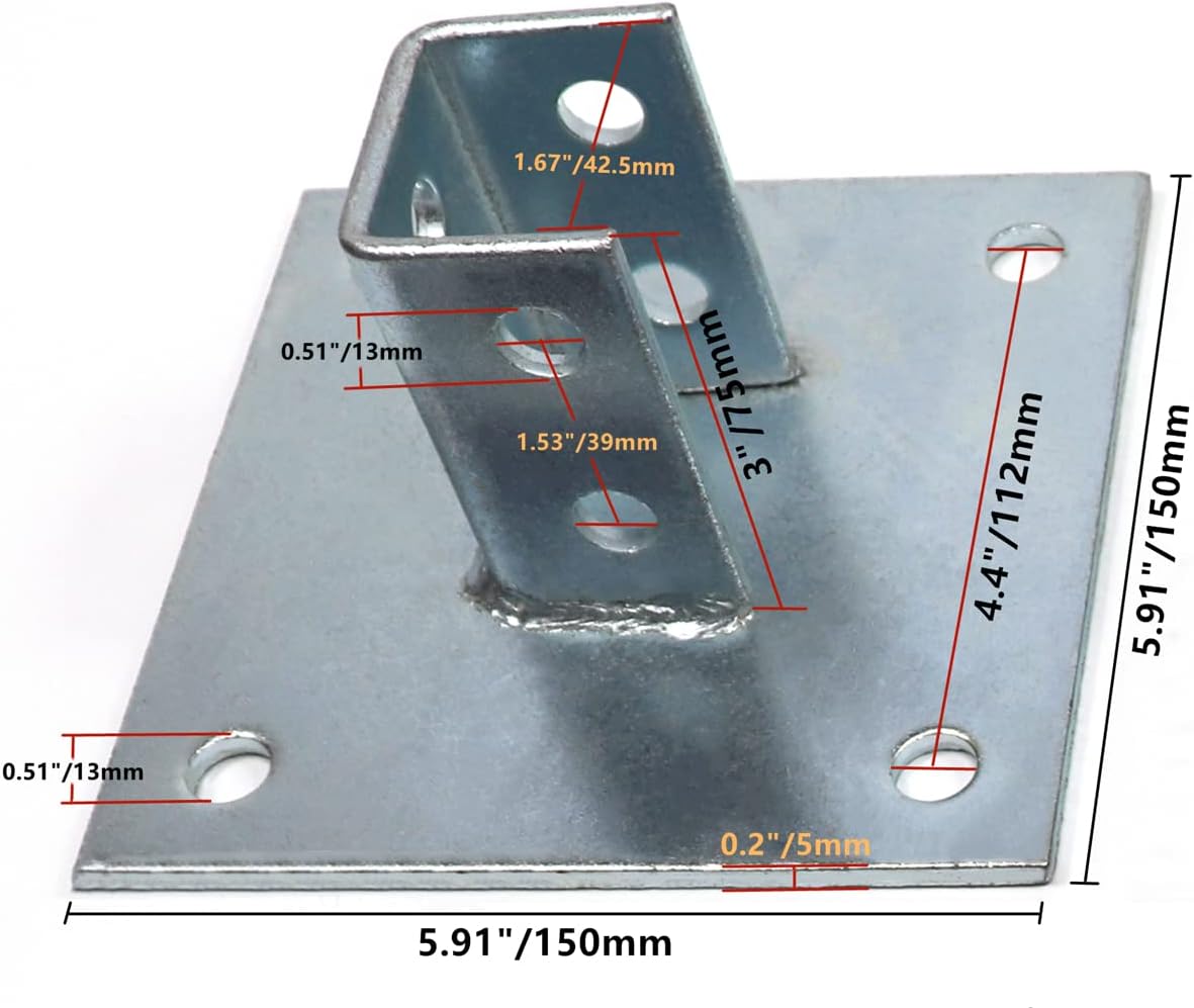 Base de poste con tornillos y pernos de expansión para puntales de 1-58 ...
