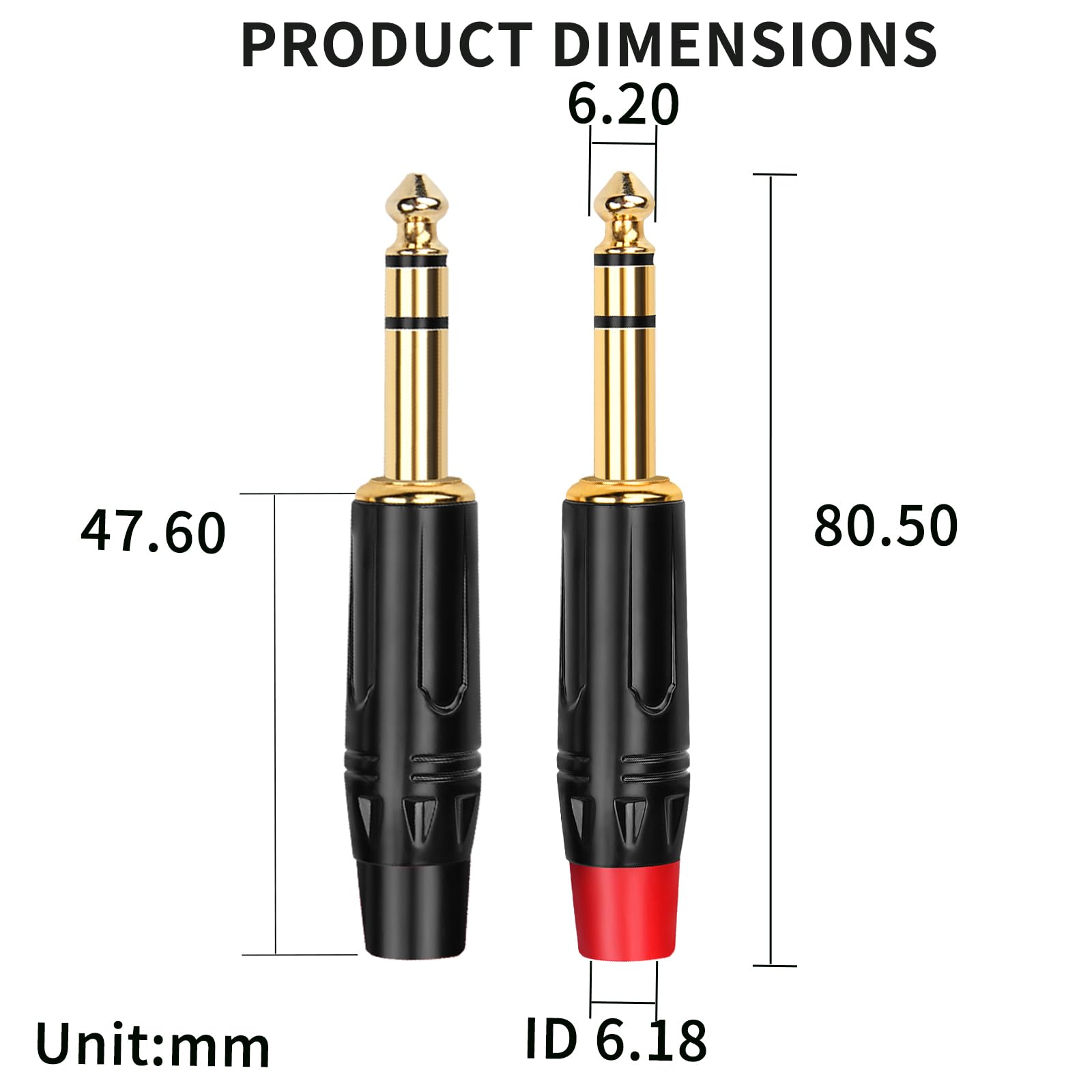 Snapklik.com : 1/4 Inch TRS Plug 4-Pack GOSYSONG Quarter Inch Stereo Solder Type DIY Audio ...